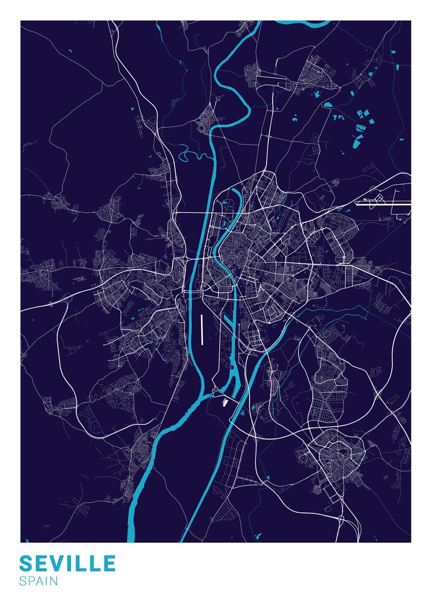 'Seville City Map' Poster, picture, metal print, paint by Trulaf Design ...