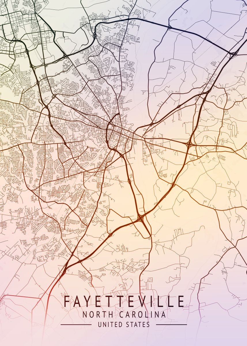 'Fayetteville USA City Map' Poster, picture, metal print, paint by Gigi ...