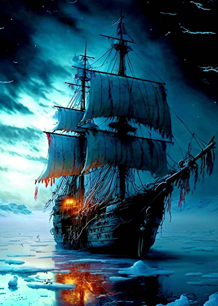 'Fantasy Ship' Poster, picture, metal print, paint by tine Dons | Displate