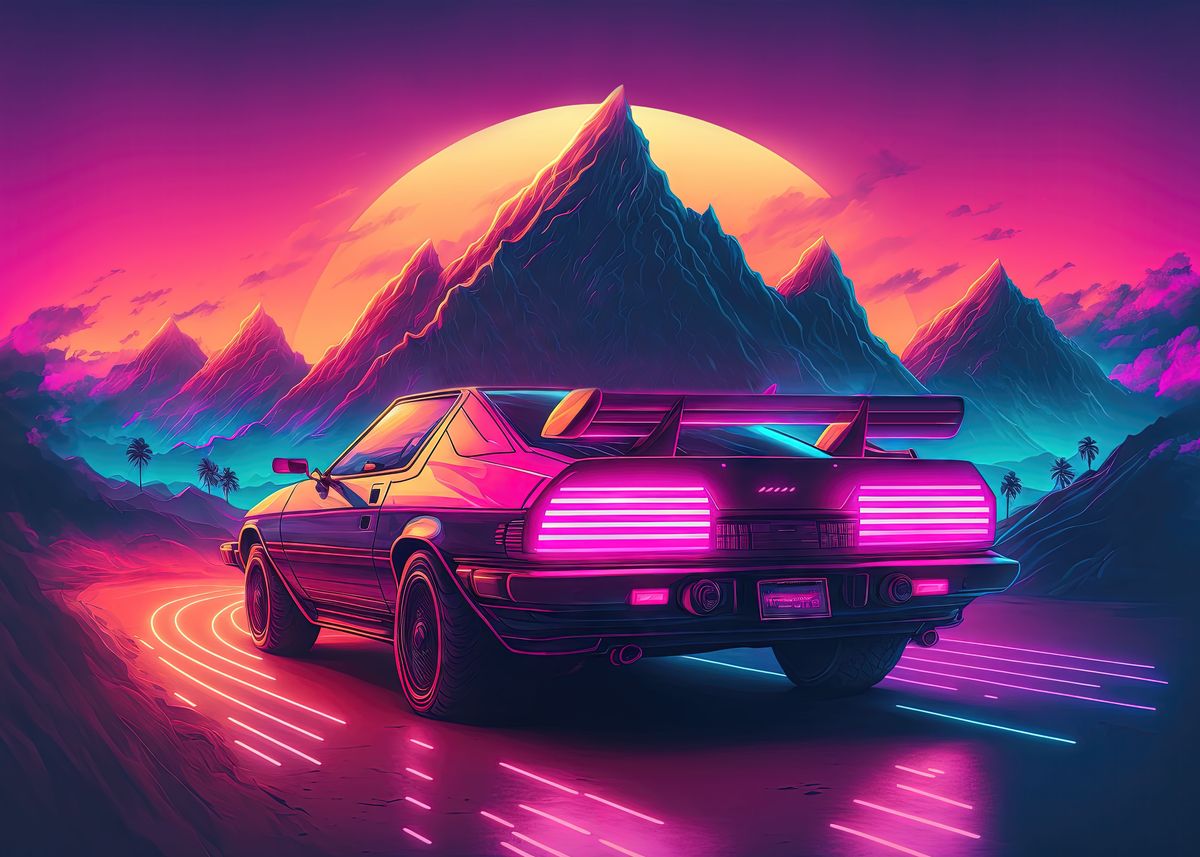 'Synthwave Retro Speedster' Poster by MulletMonkey | Displate