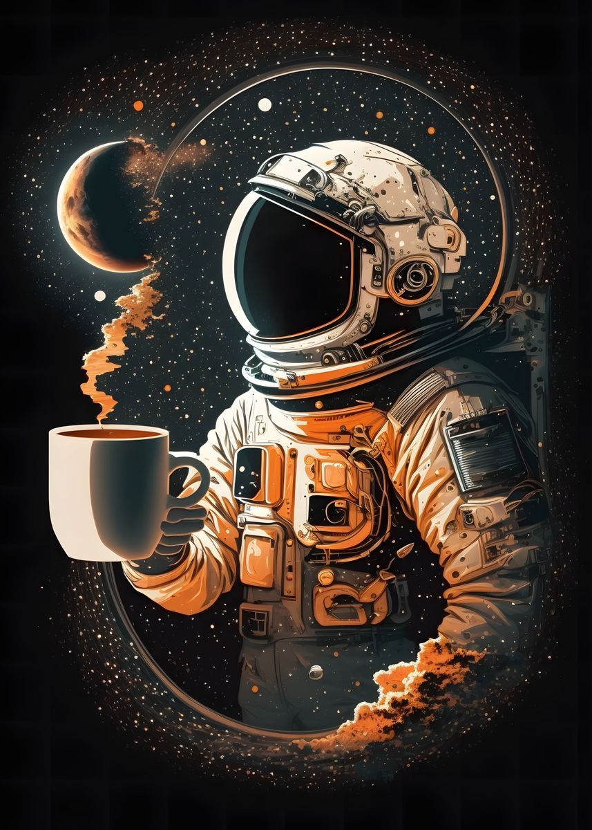 'Coffee Astronaut Space' Poster, picture, metal print, paint by noer ...
