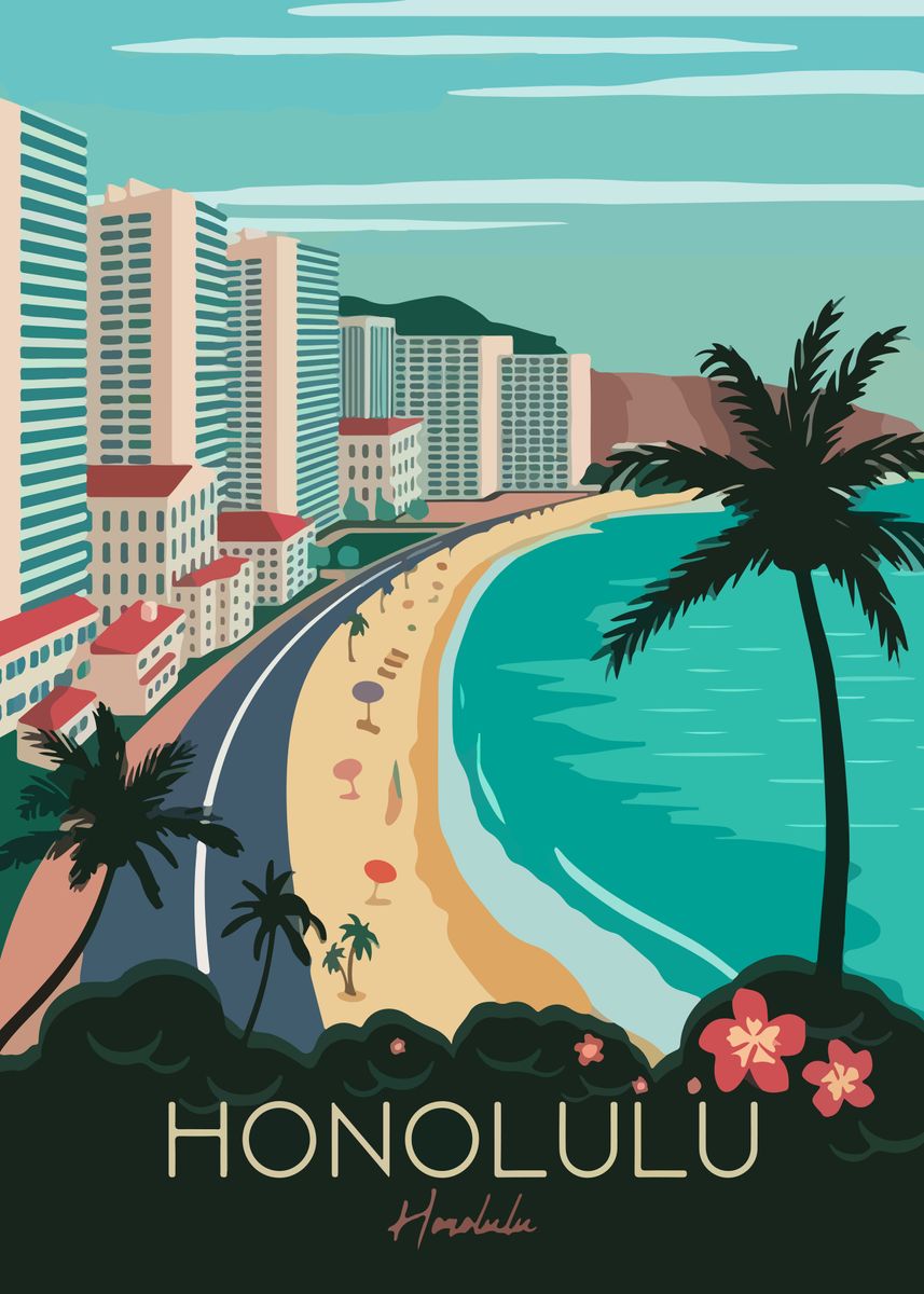 'Travel to honolulu' Poster, picture, metal print, paint by Leonardo ...