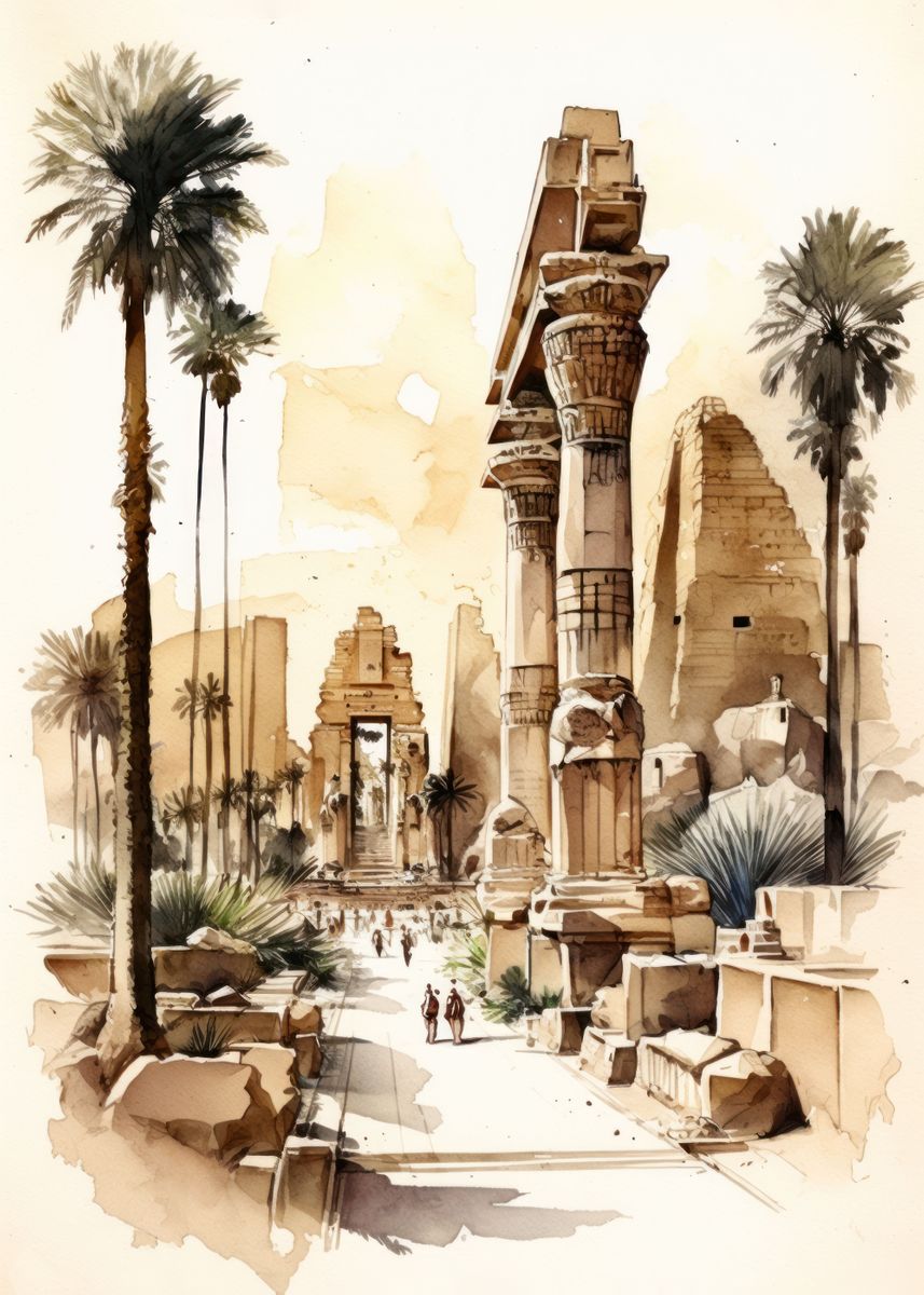 'The Karnak Temple Egypt' Poster, picture, metal print, paint by Usama ...