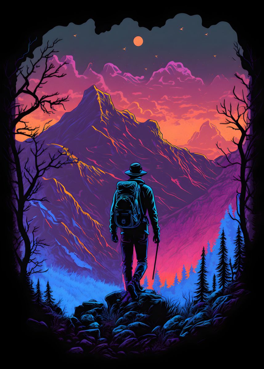 'Mountains Explorer' Poster, picture, metal print, paint by Maël ...