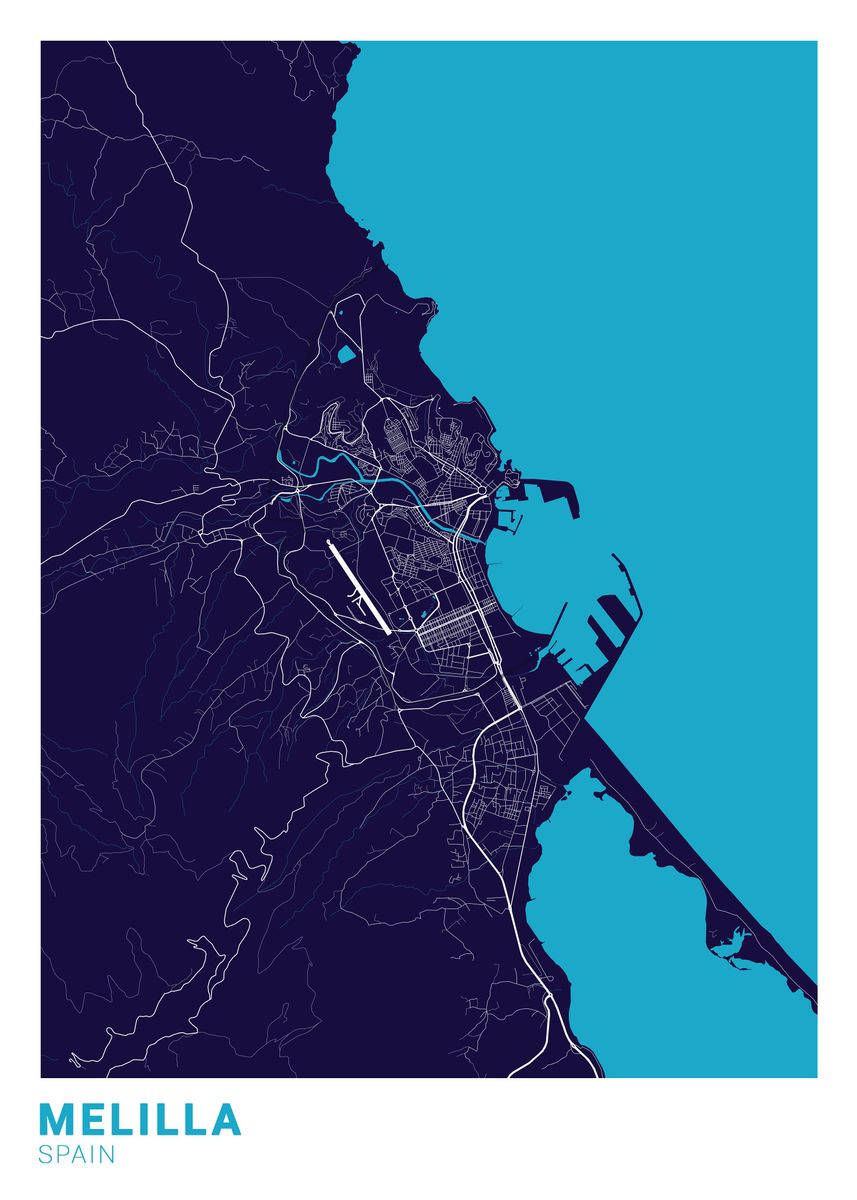 'Melilla City Map' Poster, picture, metal print, paint by Trulaf Design ...