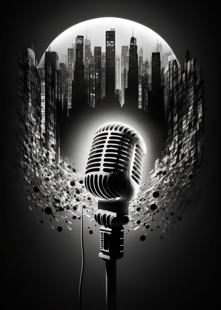 'microphone ' Poster, picture, metal print, paint by Minimalist Anime ...