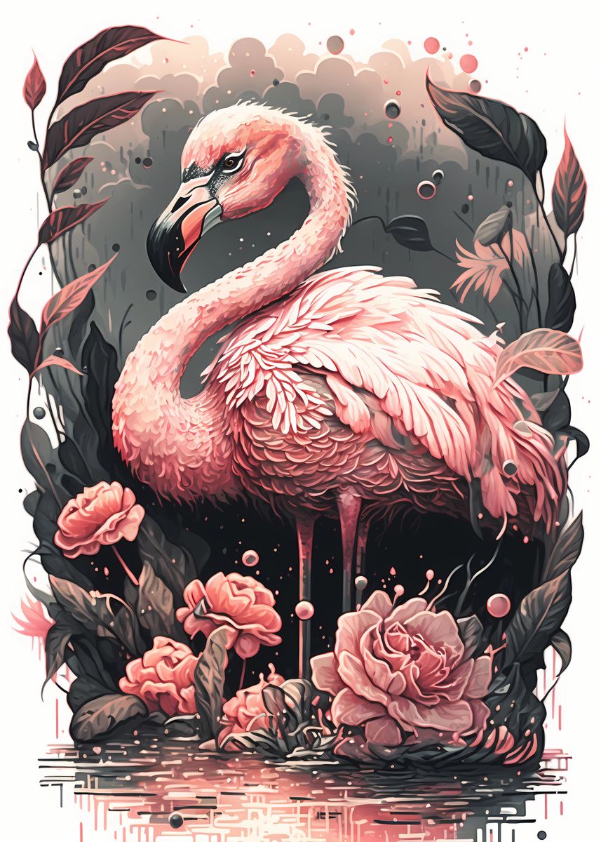 'Flamingo Illusion' Poster, picture, metal print, paint by Adam Decor ...