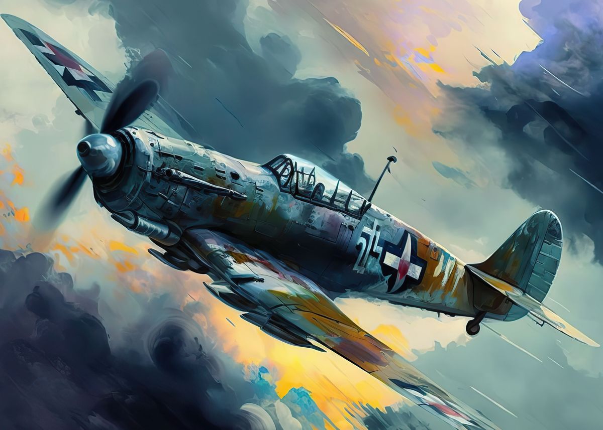 'War plane watercolor' Poster by Raheel Hollis | Displate