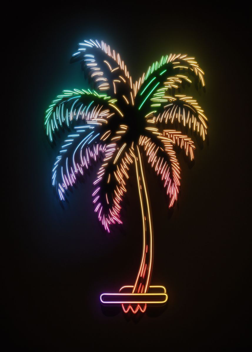 'Neon Palms' Poster, picture, metal print, paint by Powerful Words ...