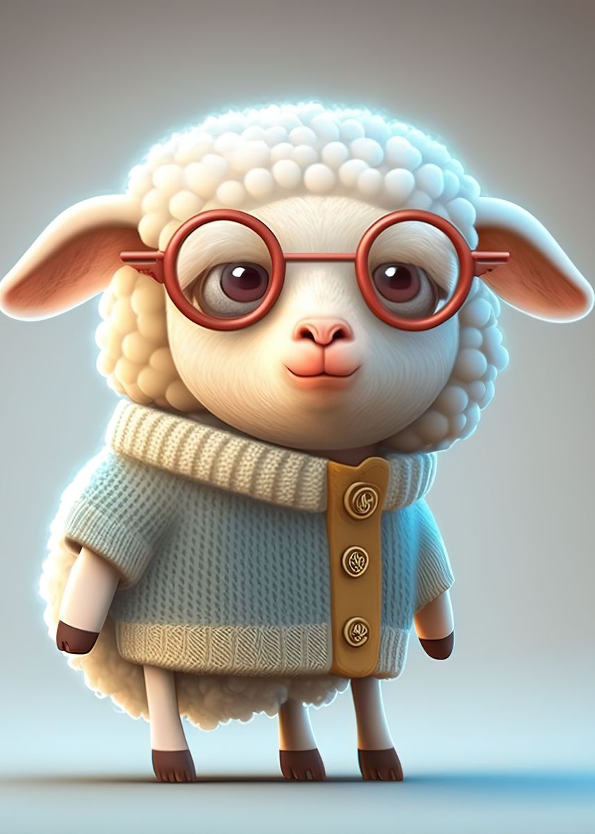 'Cute Lamb' Poster, picture, metal print, paint by Pro Elise | Displate