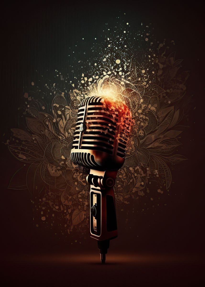 'microphone ' Poster, picture, metal print, paint by Minimalist Anime ...