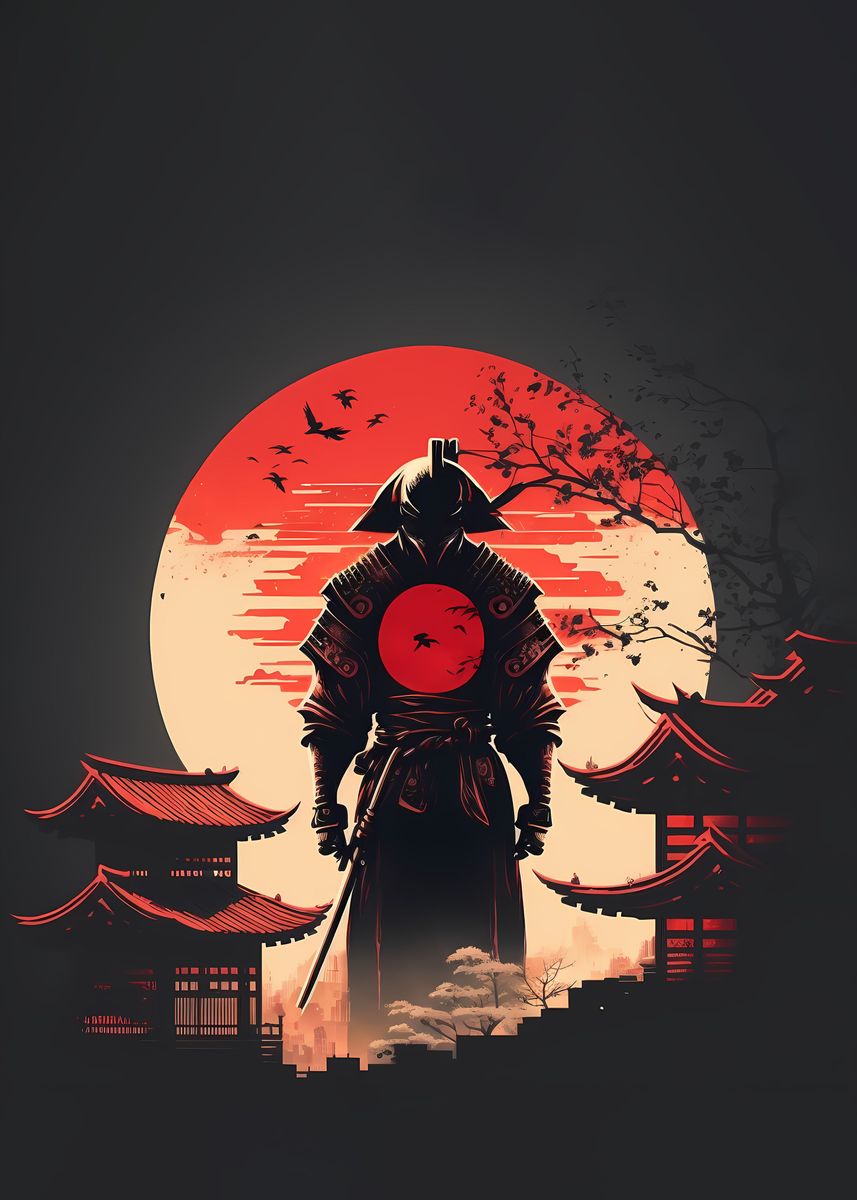 'red samurai' Poster, picture, metal print, paint by SAIDI ARTWORKS ...