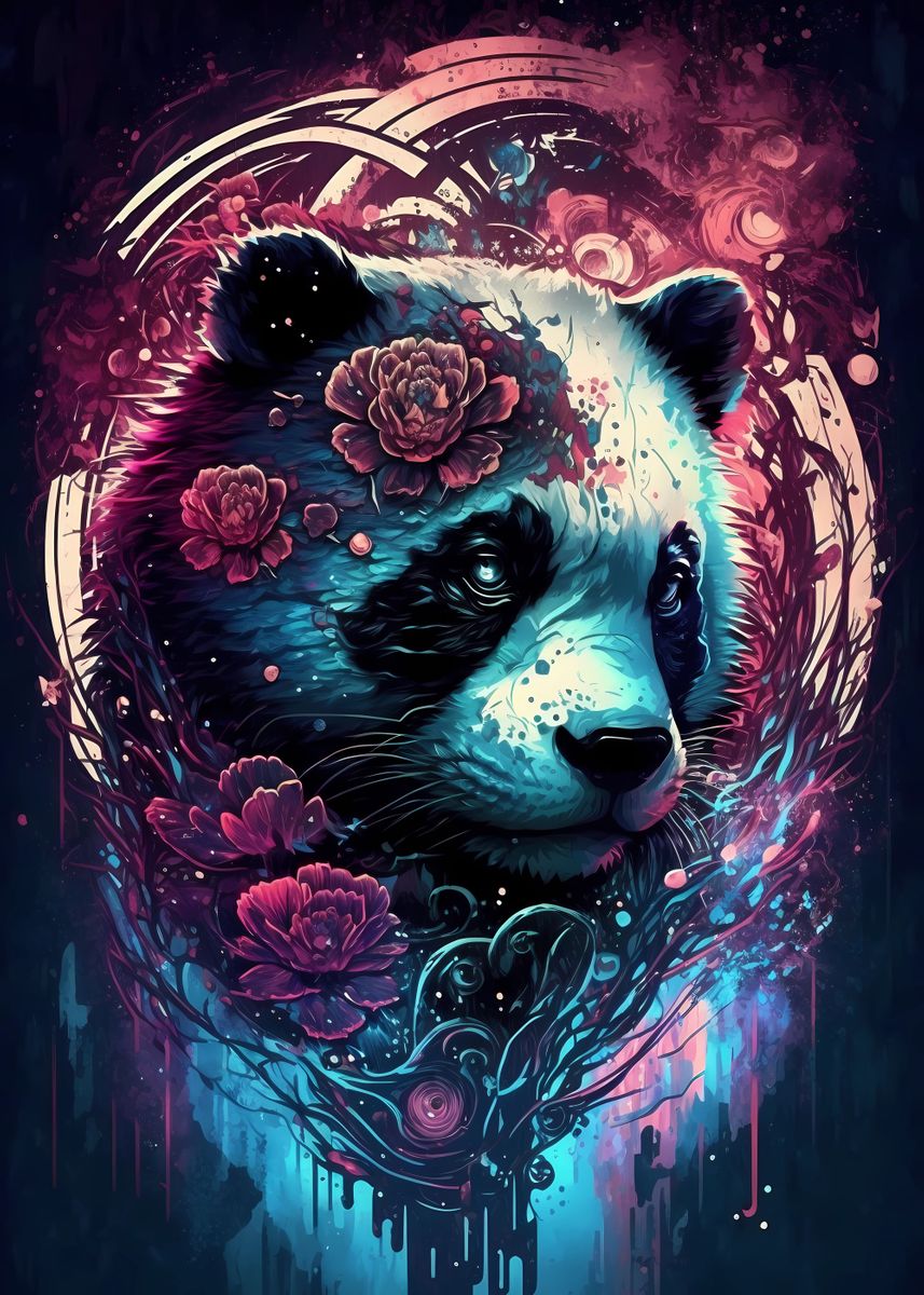 'Panda Whimsy' Poster, picture, metal print, paint by Lalia Homedecor ...