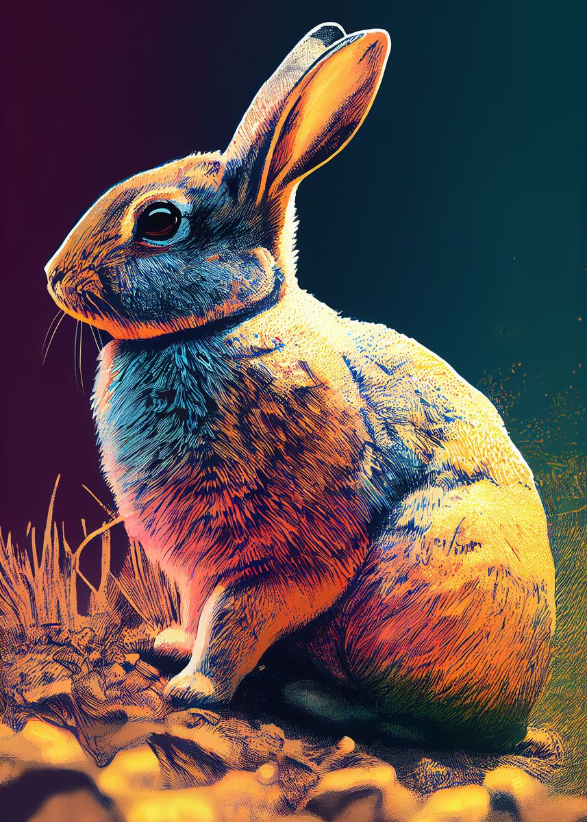 'Rabbit Colorful' Poster by DecoyDesign | Displate