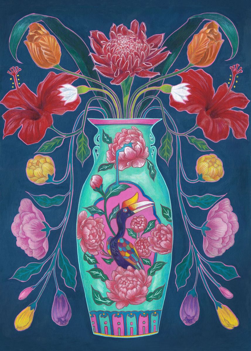 'Peranakan Torch Ginger' Poster, picture, metal print, paint by ...