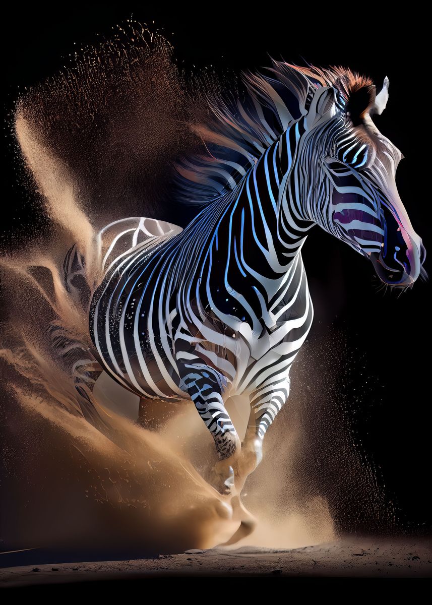 'Zebra on the Run' Poster, picture, metal print, paint by Scott Prokop ...