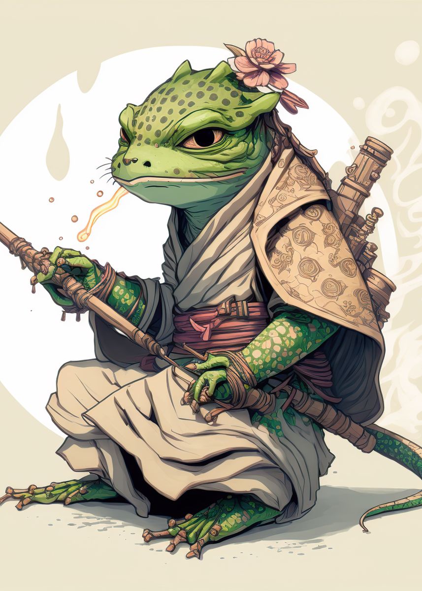 'Frog samurai ' Poster, picture, metal print, paint by Angelina ...