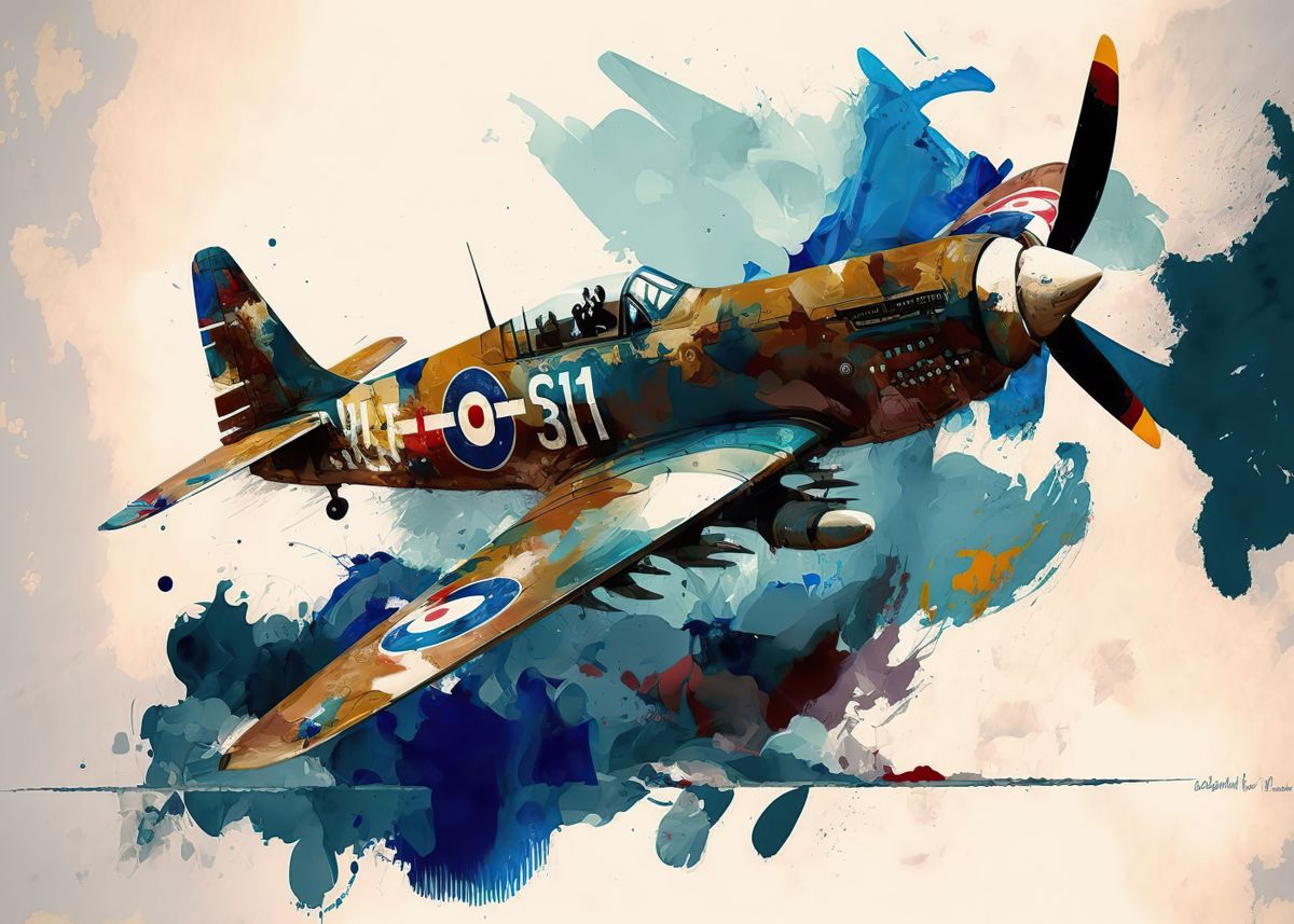 'War plane watercolor' Poster by Raheel Hollis | Displate