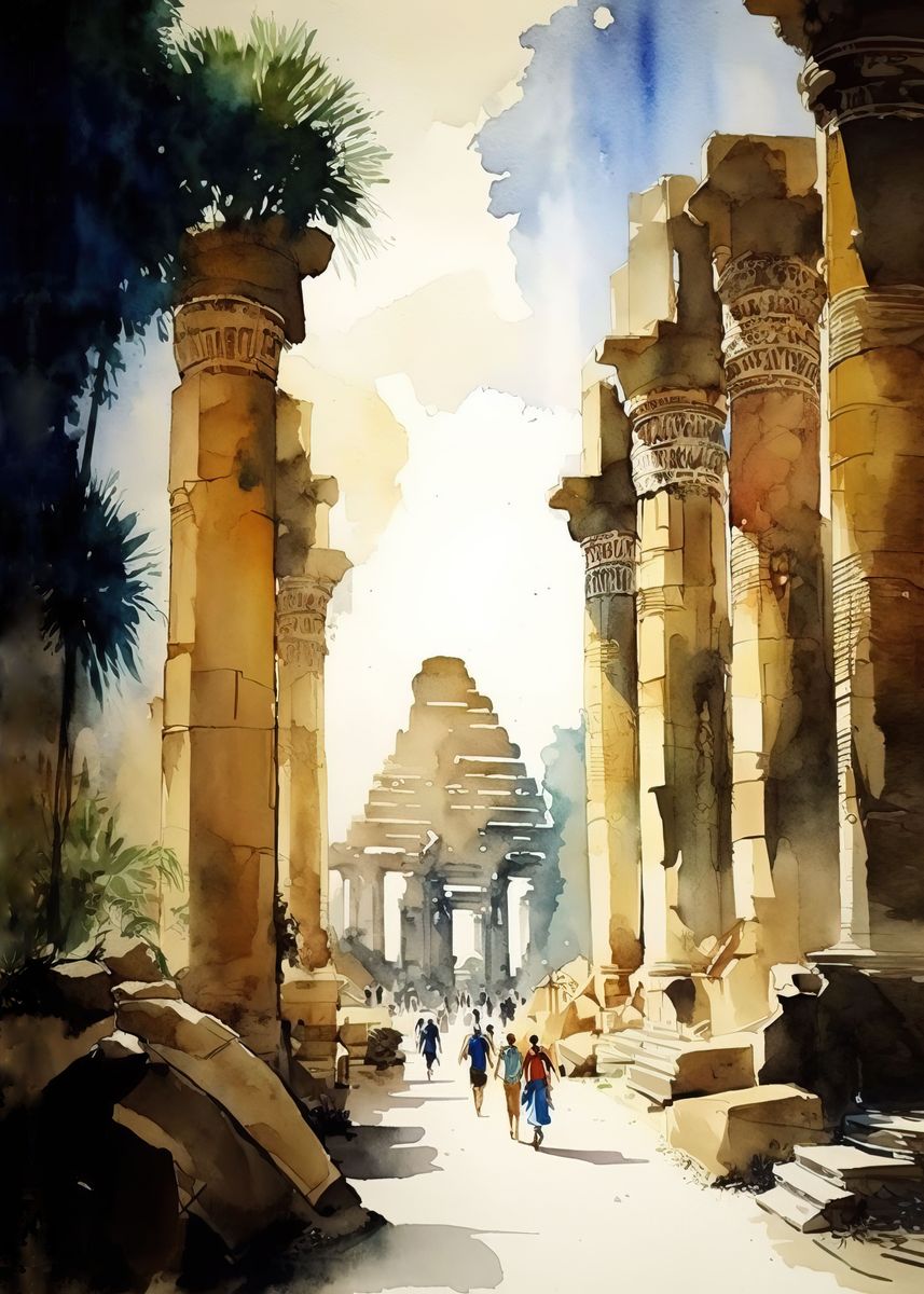 'Karnak Temple Egypt' Poster, picture, metal print, paint by Ben Krefta ...