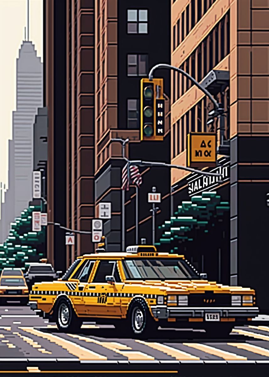 '16bit New York' Poster, picture, metal print, paint by Illustration ...