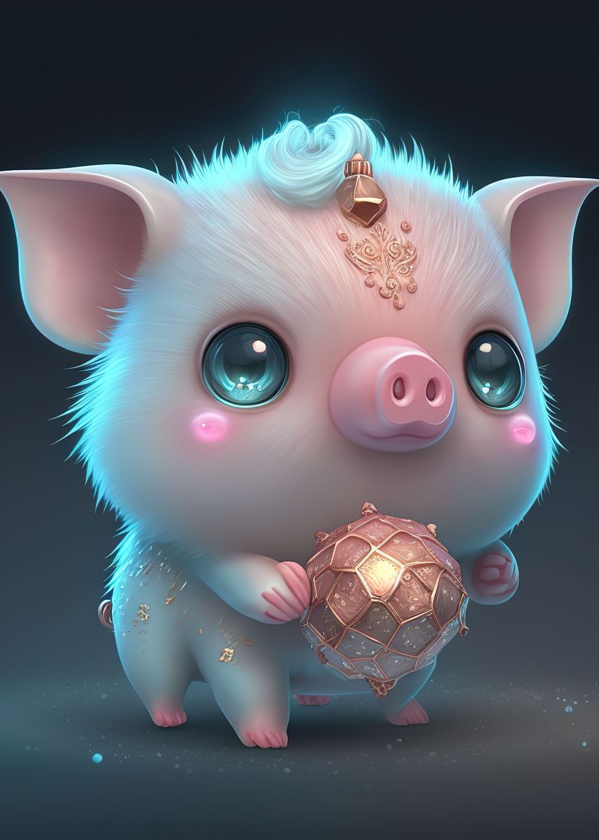 'cute pink pig' Poster, picture, metal print, paint by Daniaal Odonnell ...