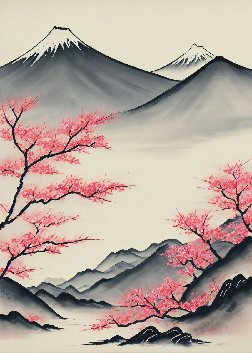 'Asian Ink Wash Painting' Poster, picture, metal print, paint by Juka ...