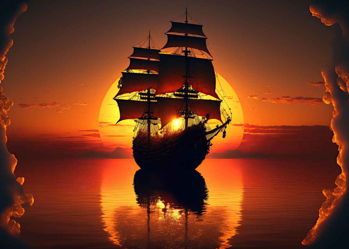 'Ship Sunset' Poster by Ahmet Thorpe | Displate