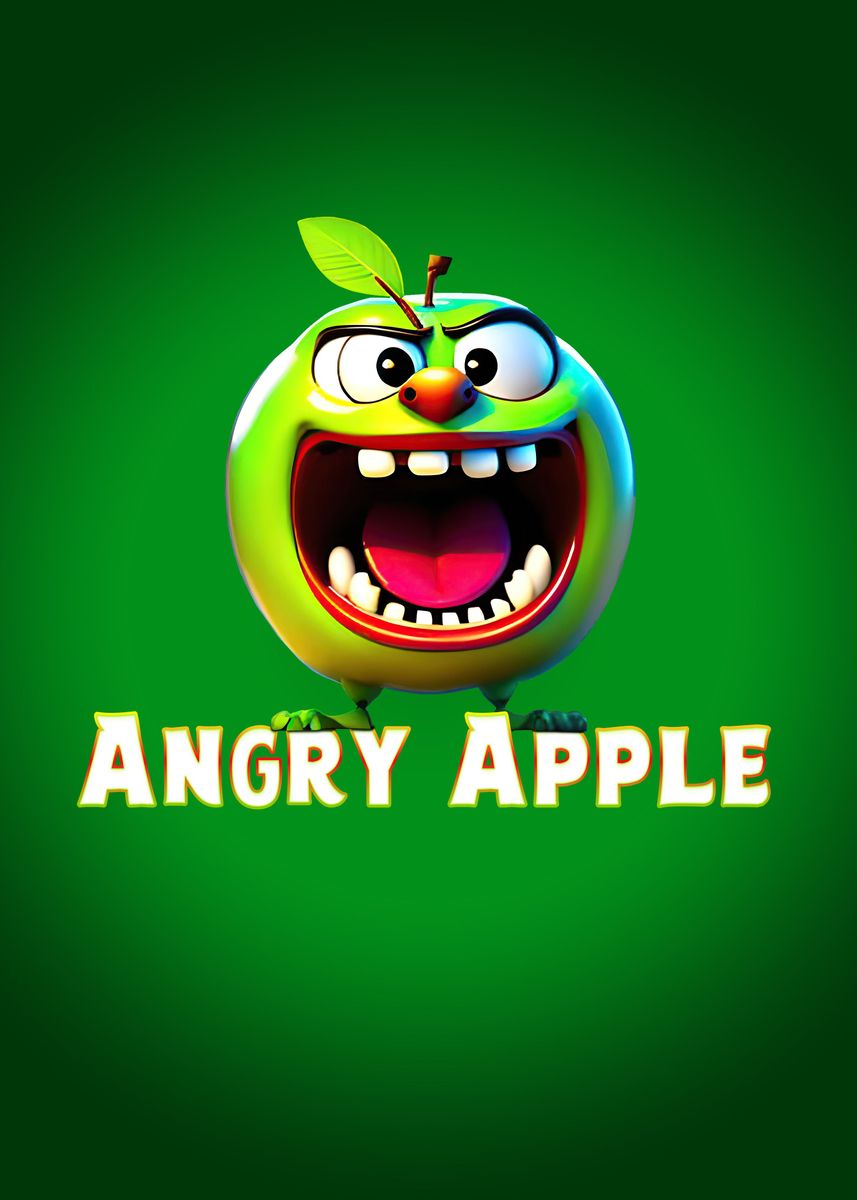 'Angry Apple' Poster, picture, metal print, paint by tricky dee | Displate