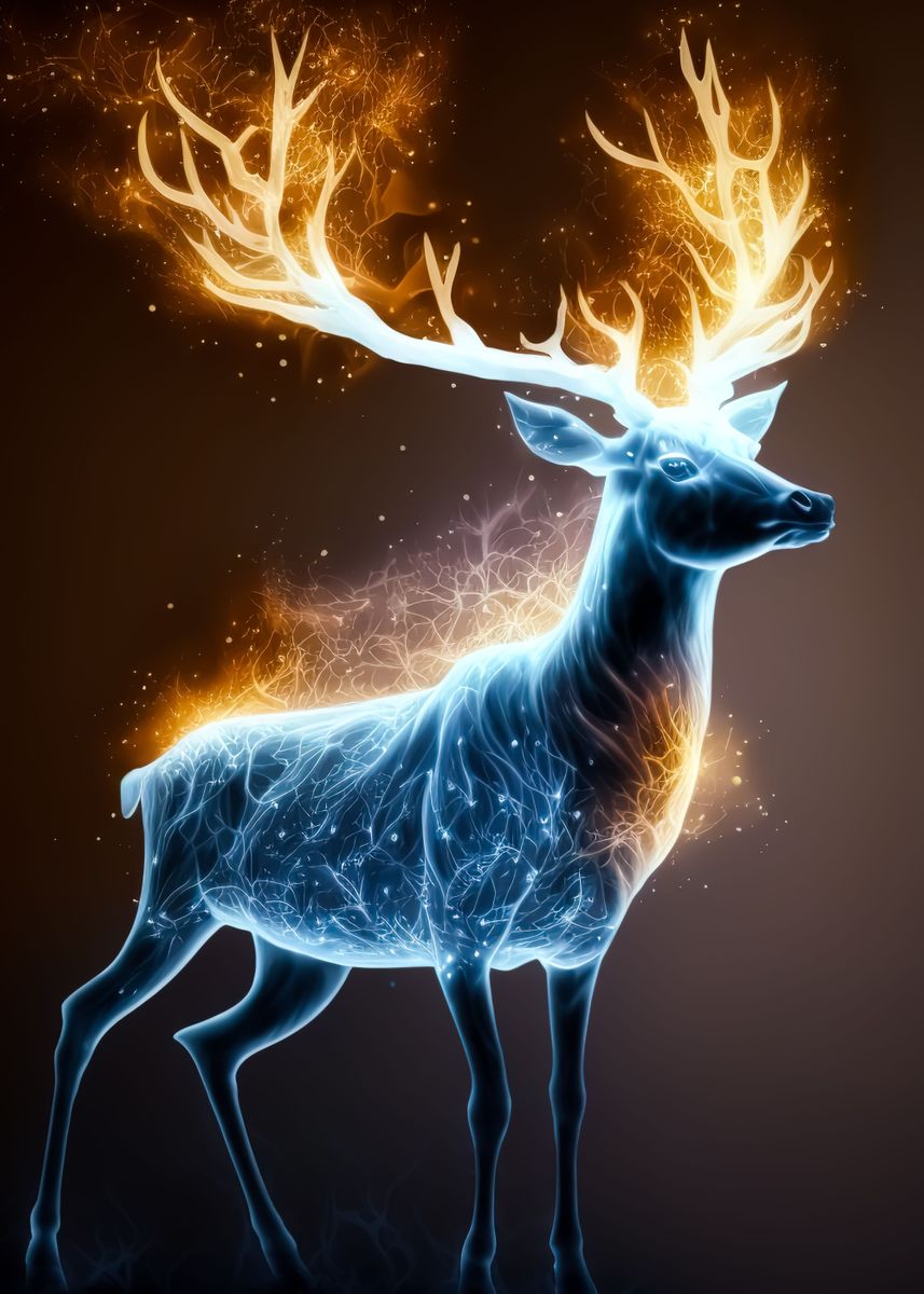 'Deer Neon Glowing' Poster, picture, metal print, paint by Forest Life ...