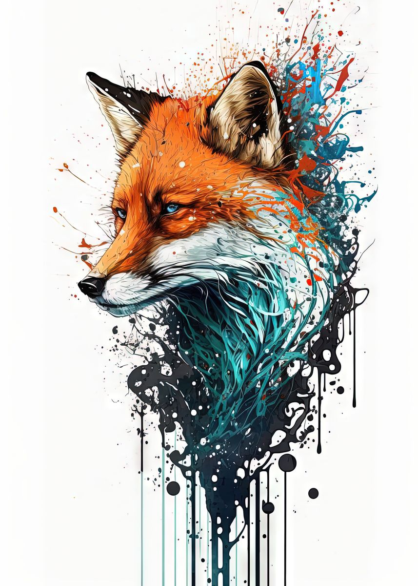 'Fox' Poster, picture, metal print, paint by Jerhus | Displate
