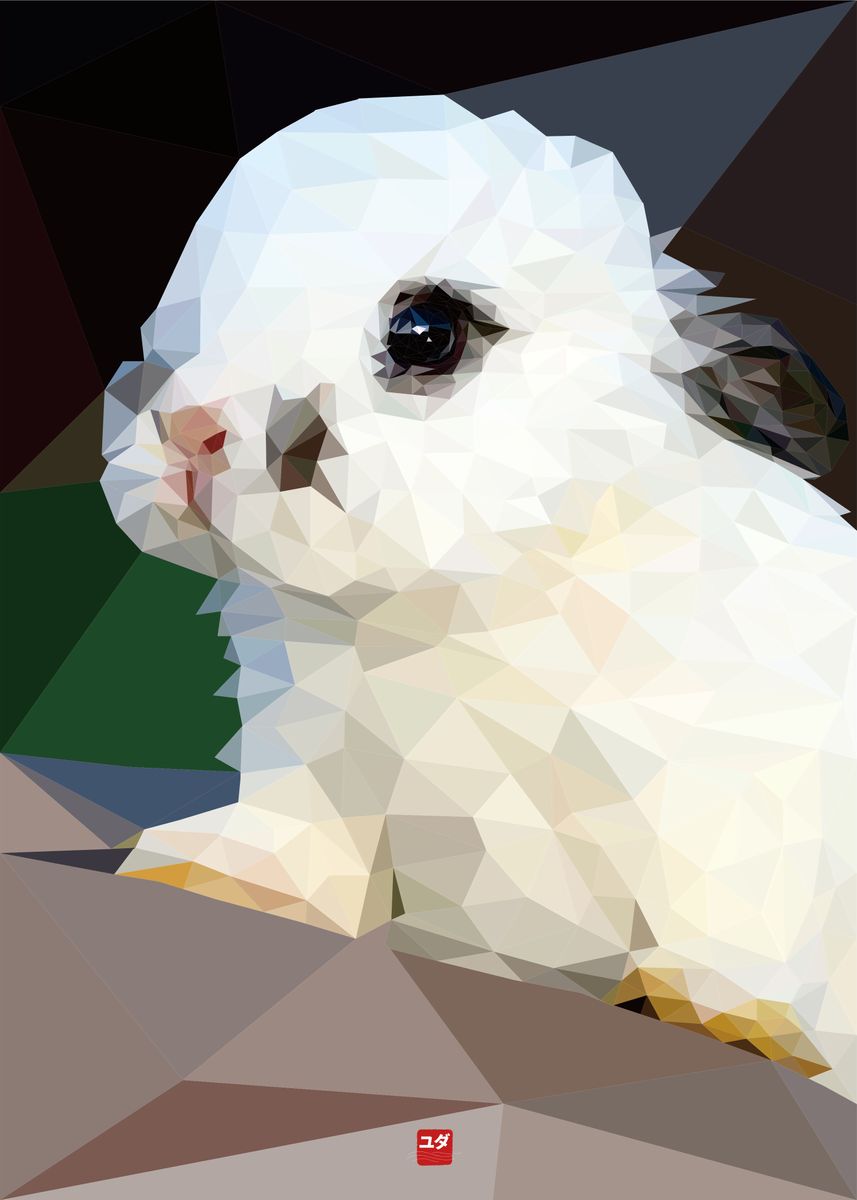 'Low Poly White Bunny' Poster, picture, metal print, paint by Yudha ...