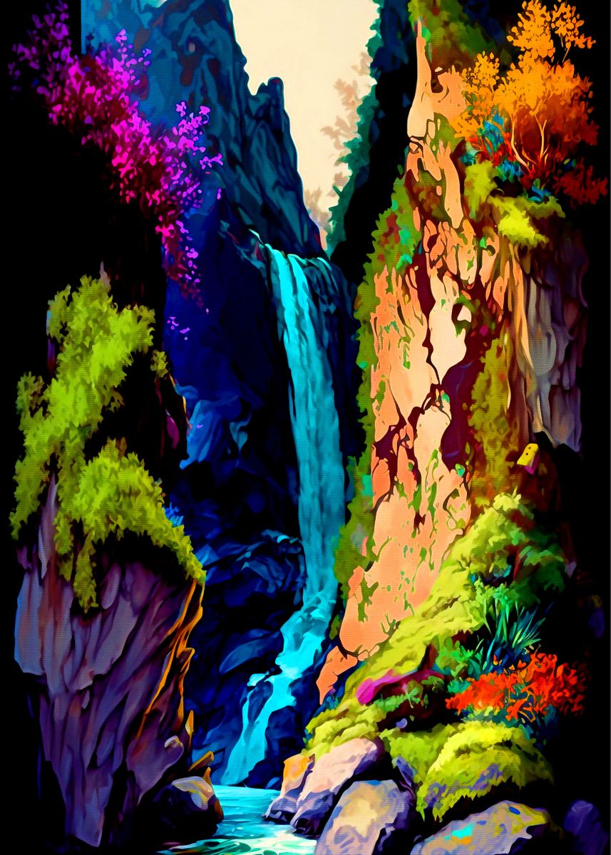 'Anime Landscape' Poster, picture, metal print, paint by Pascale Dufour ...