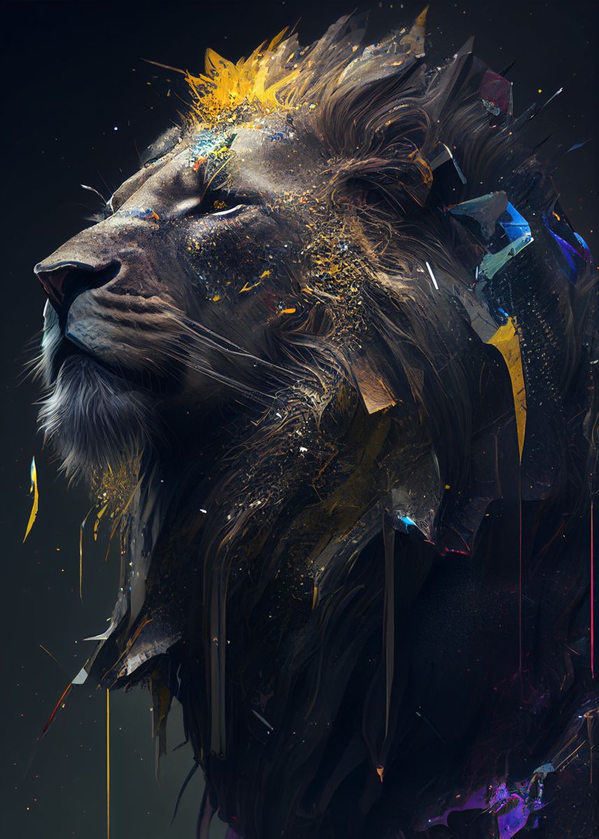 'Future Lion Art' Poster, picture, metal print, paint by CBrook | Displate