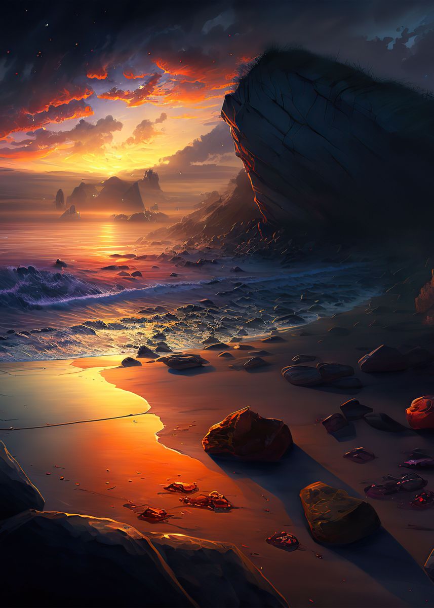 'Coastal landscape nature' Poster, picture, metal print, paint by ...