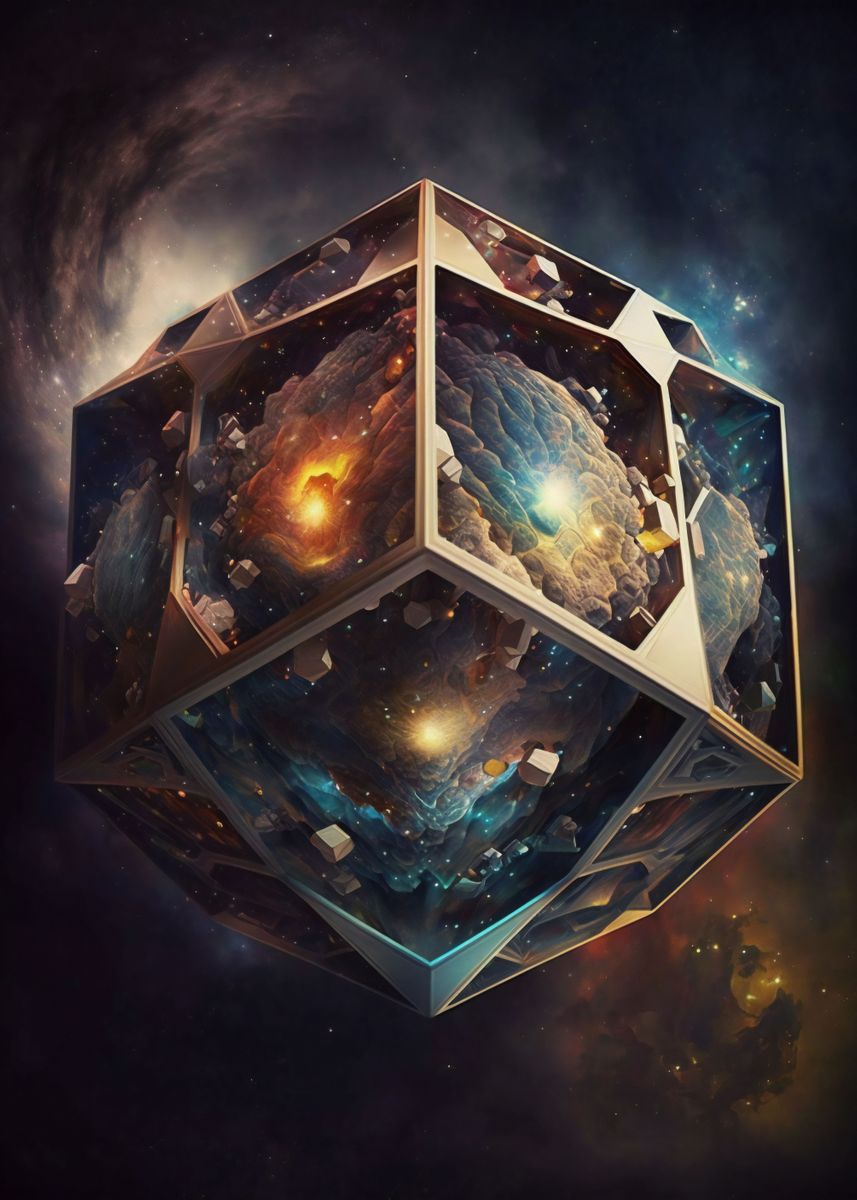 'Abstract space geometry' Poster, picture, metal print, paint by ...