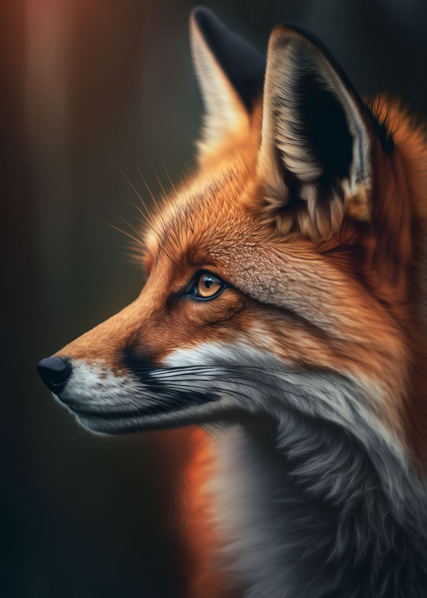 'Cute Fox Portrait' Poster, picture, metal print, paint by BnWDesigner ...