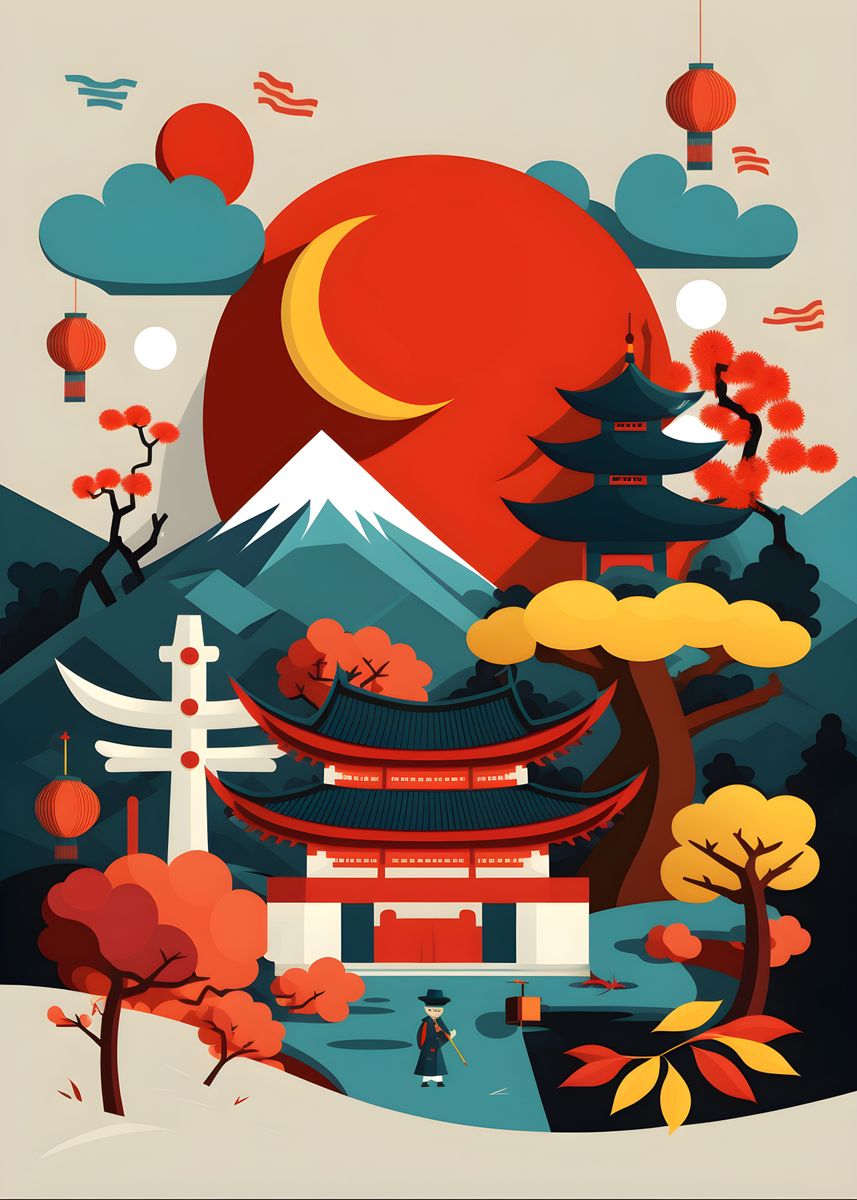 'Chinese Design' Poster, picture, metal print, paint by Marcelo Vieira ...