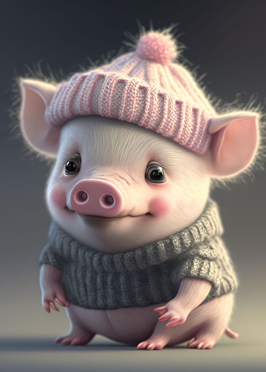 'cute pink pig' Poster, picture, metal print, paint by Daniaal Odonnell ...