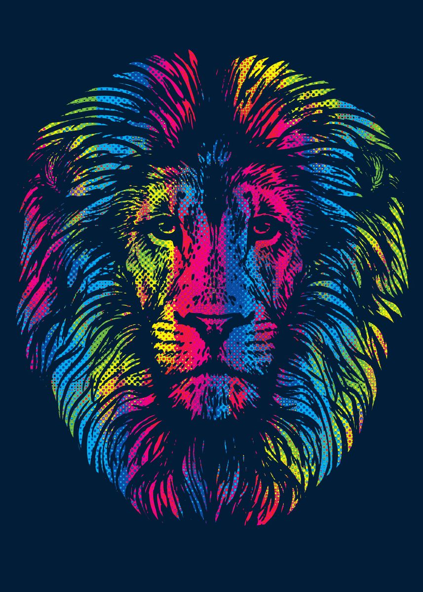 'Vibrant Lion' Poster, picture, metal print, paint by Dale Hutchinson ...