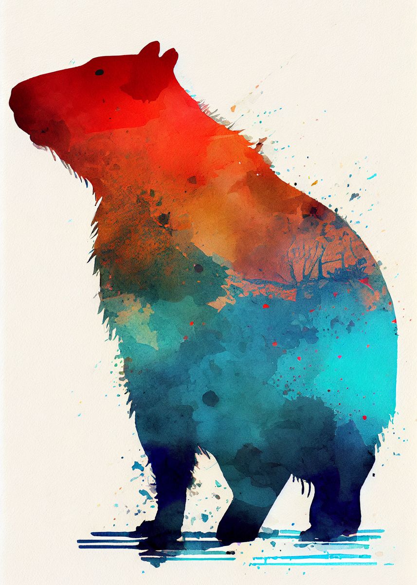 'Capybara Watercolor' Poster, picture, metal print, paint by ...