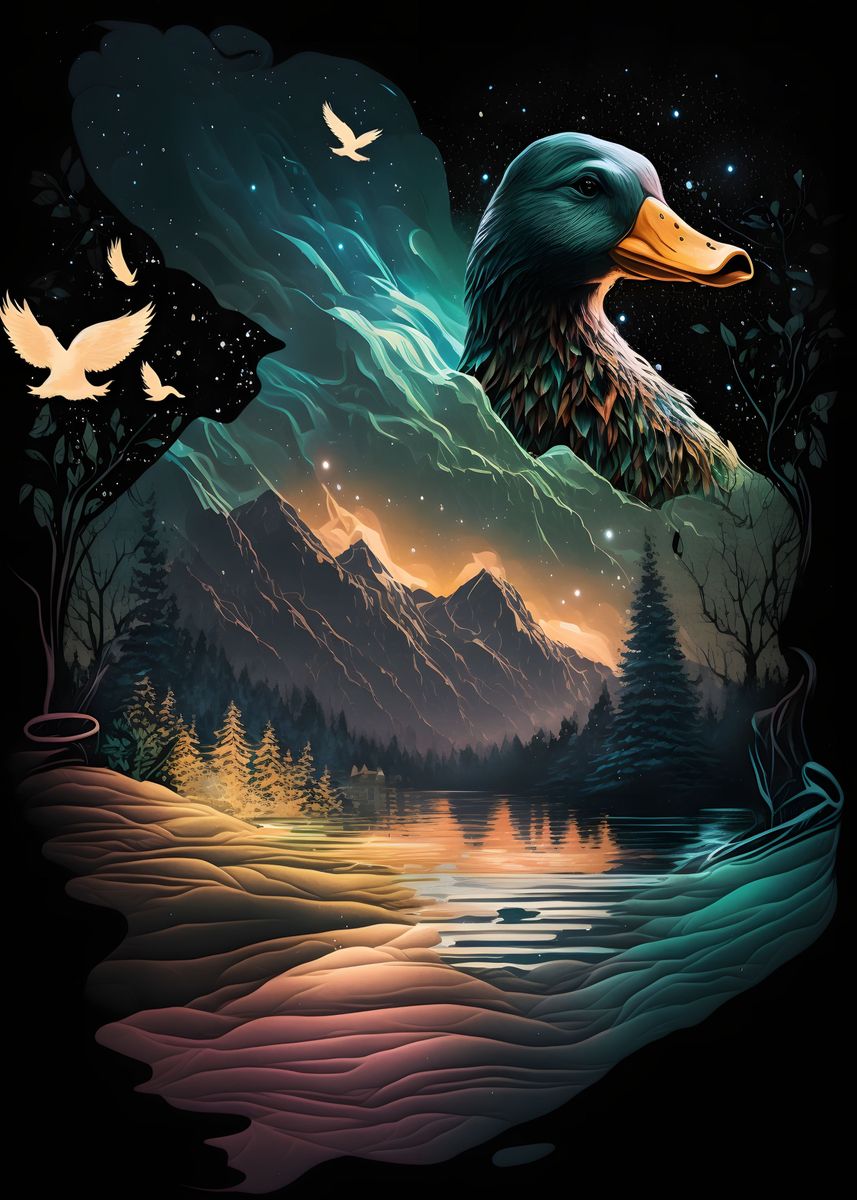 'duck double exposure ' Poster by noer thoif | Displate