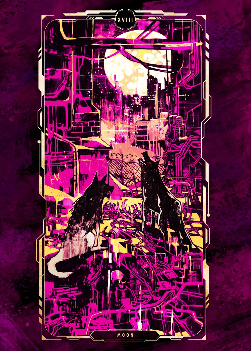 'Moon' Poster, picture, metal print, paint by Cyberpunk 2077 | Displate