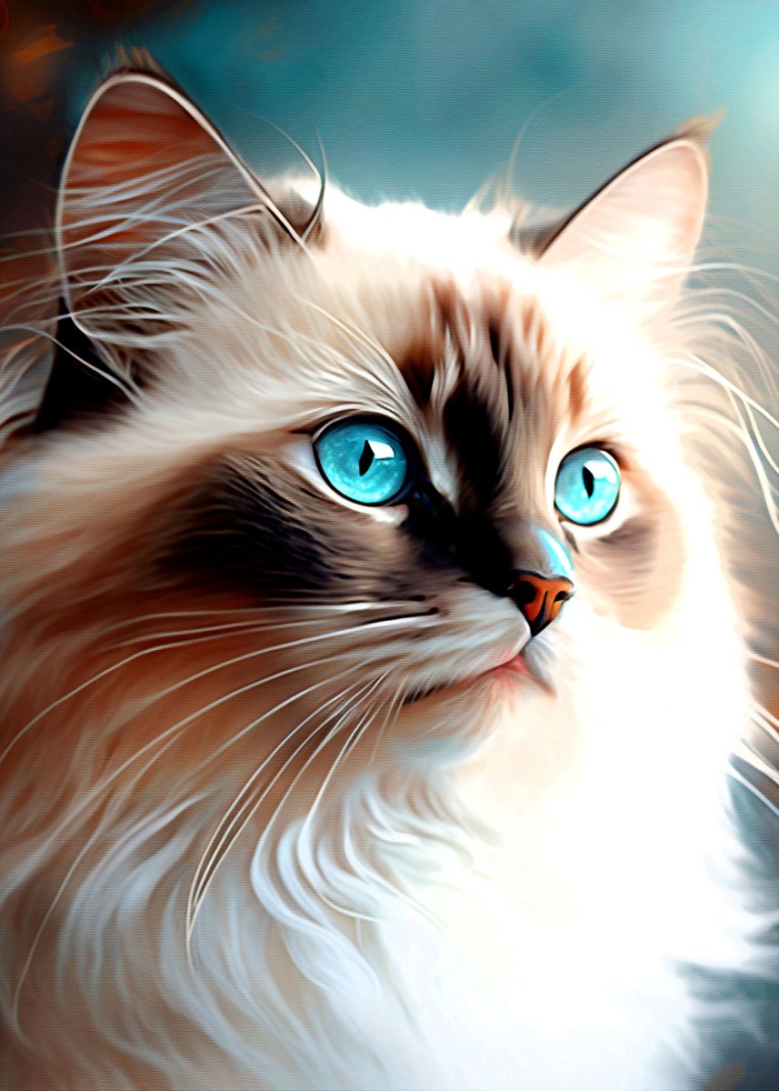 'Cat' Poster, picture, metal print, paint by minh doan | Displate