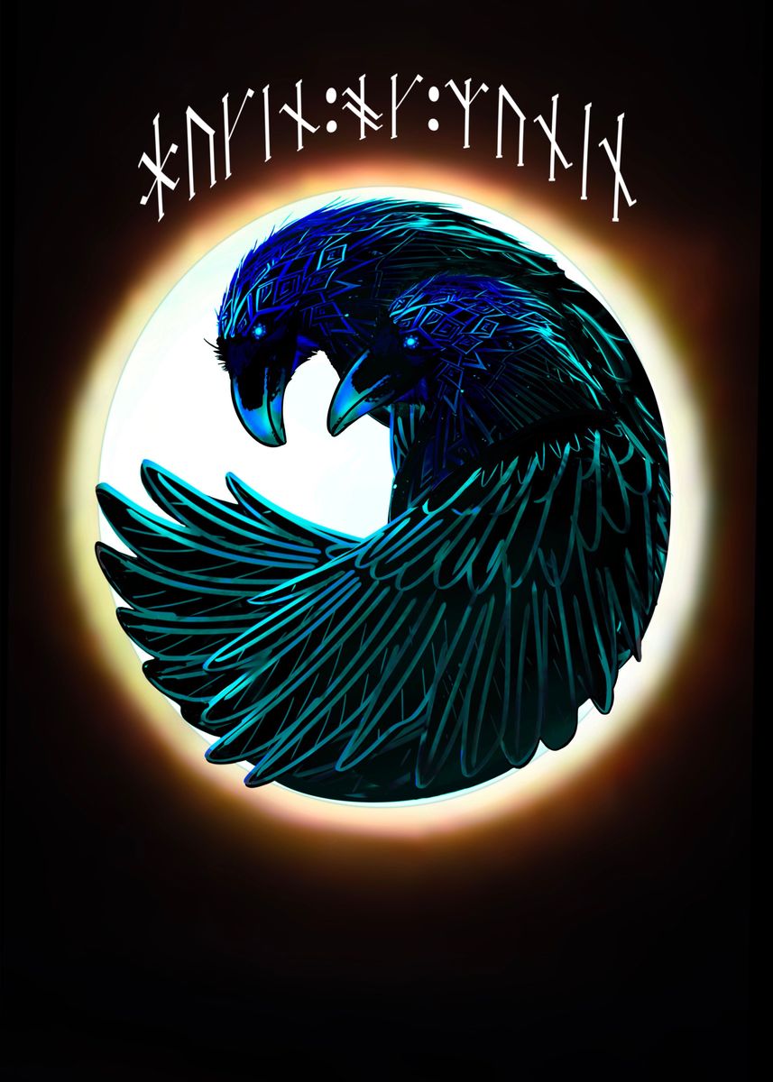 'Huginn and Munnin' Poster, picture, metal print, paint by Heather ...