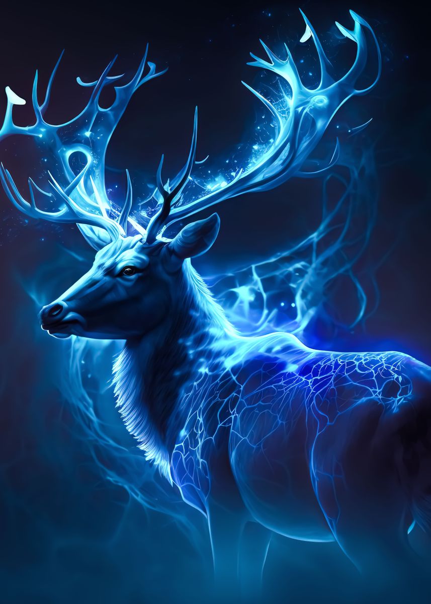 'Deer Neon Glowing' Poster, picture, metal print, paint by Forest Life ...