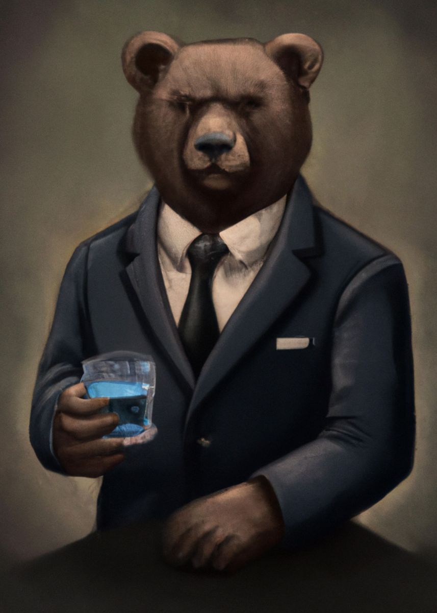 'Mafia Bear' Poster, picture, metal print, paint by PosterSuite | Displate