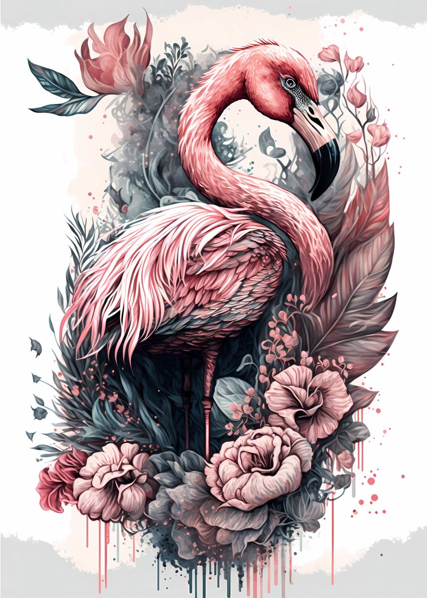'Flamingo Imaginative' Poster, picture, metal print, paint by Adam ...