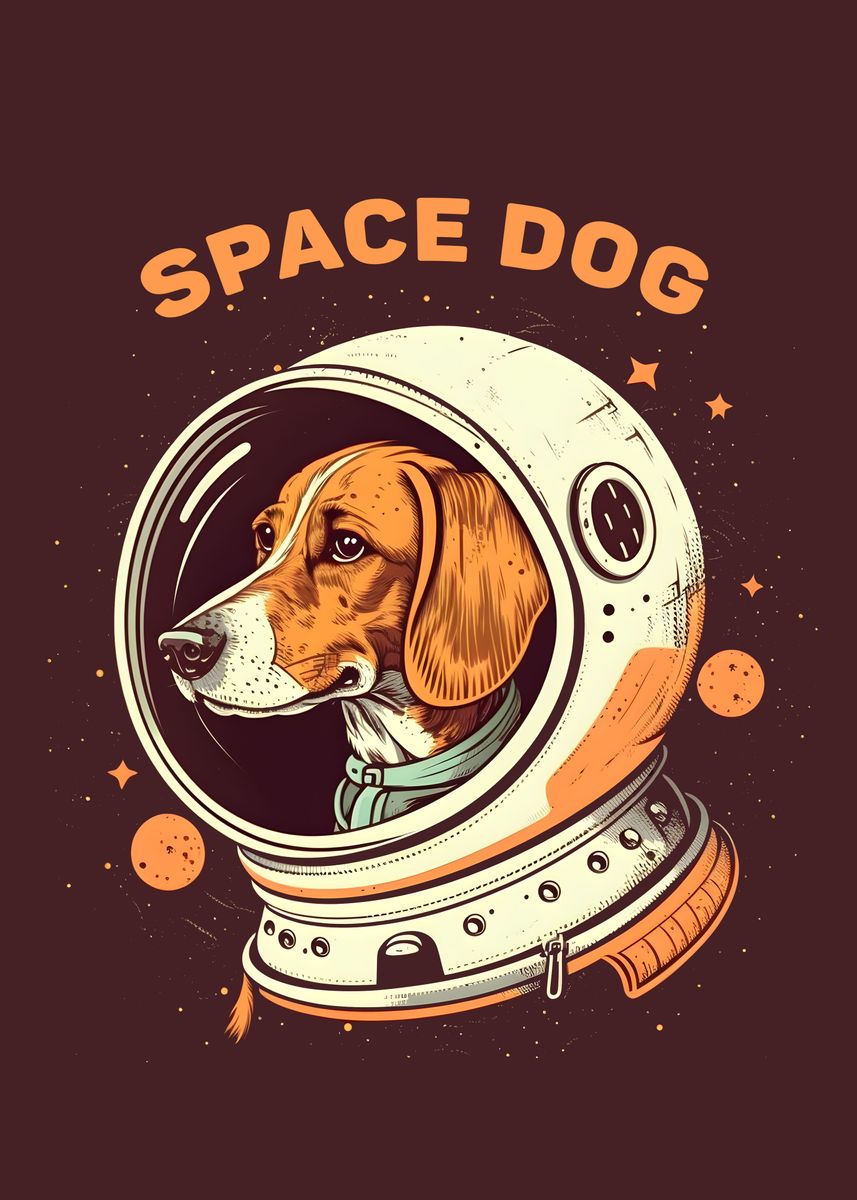 'Space Dog Vintage 2' Poster, picture, metal print, paint by V Styler ...