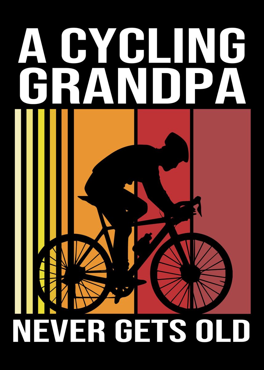 'Cycling Grandpa' Poster, picture, metal print, paint by FunnyGifts ...
