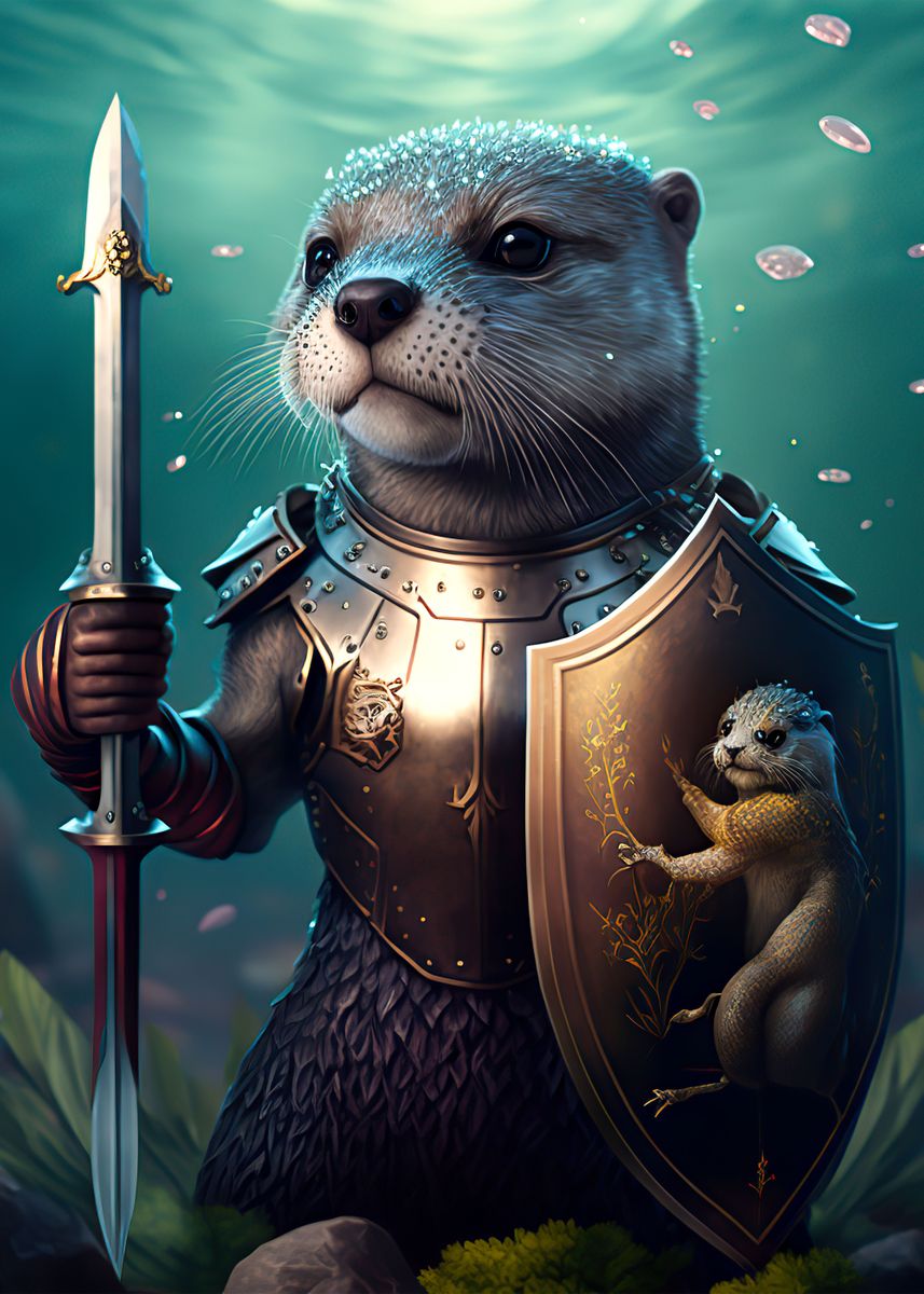 'Pirate otter' Poster, picture, metal print, paint by Anime Poster ...